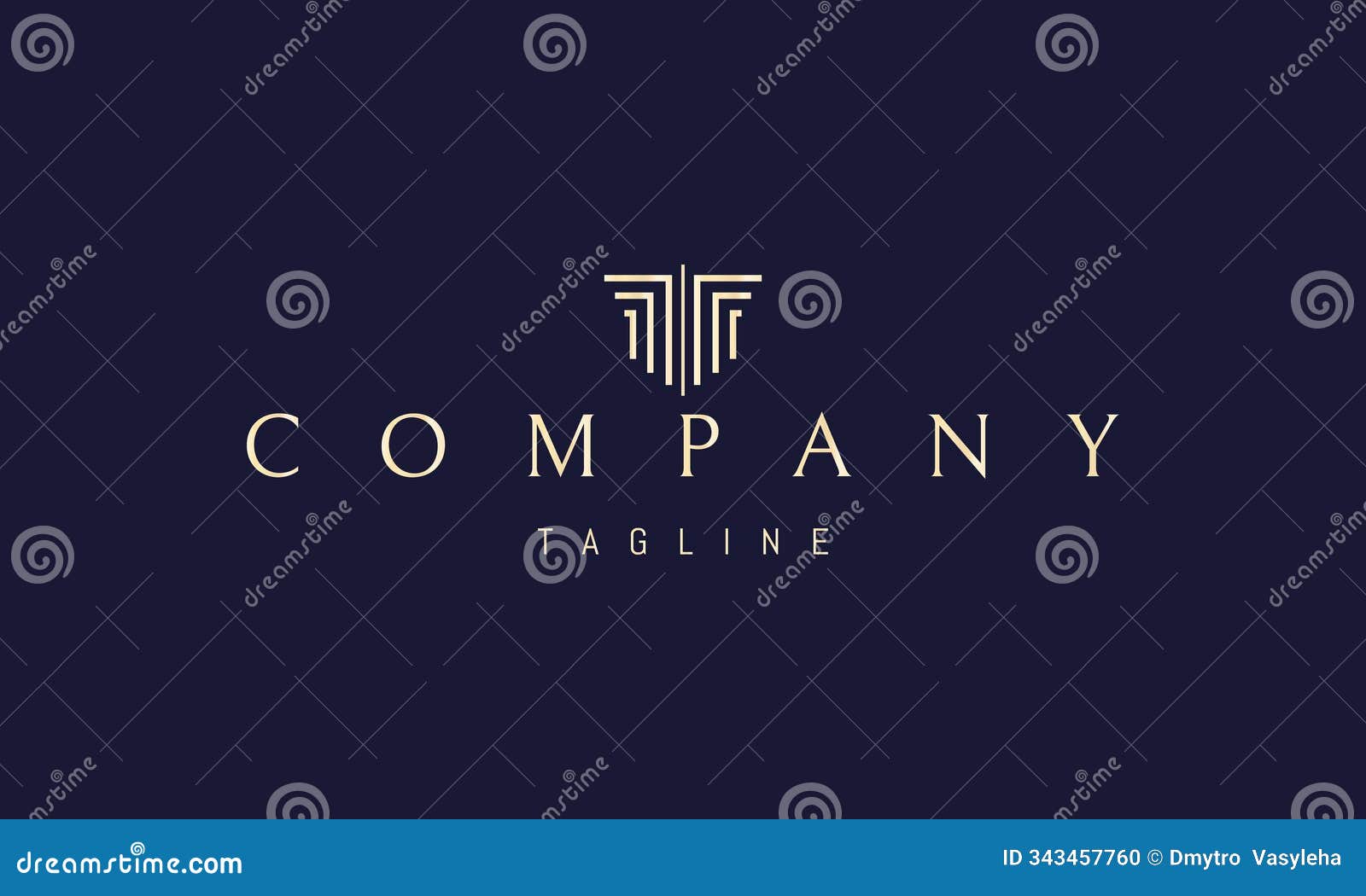 Vector Golden Logo with an Abstract Image of Greek Columns in the Shape ...
