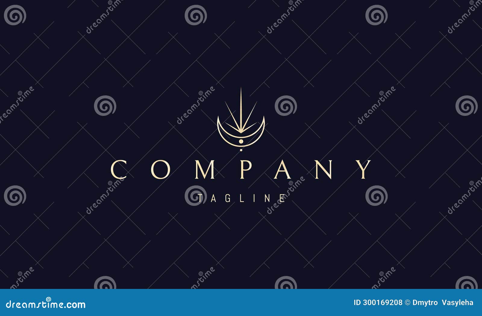 A Vector Golden Logo with an Abstract Image of an Inverted Crescent ...