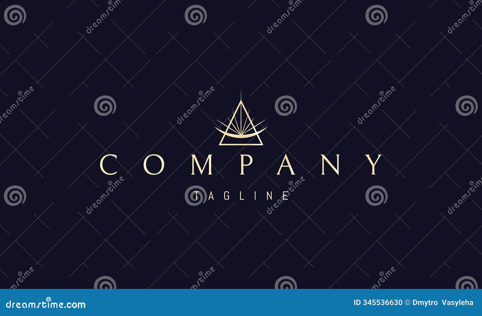 Vector Golden Logo with an Abstract Image of the Moon with Rays in a ...