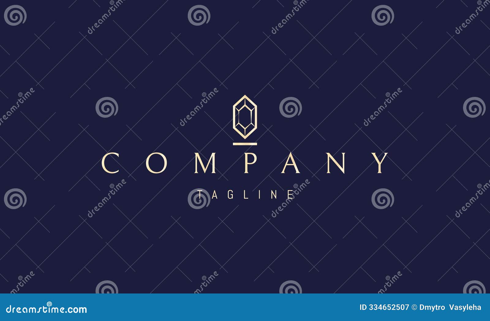Vector Golden Logo with an Abstract Image of a Precious Stone on a ...