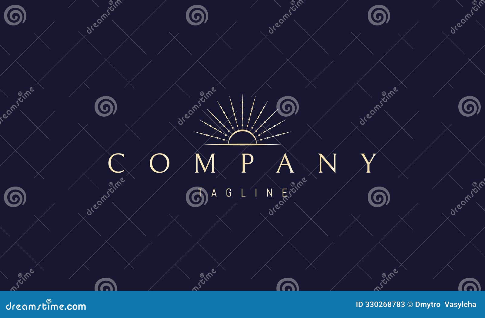 Vector Golden Logo with an Abstract Image of a Shining Rising Sun ...