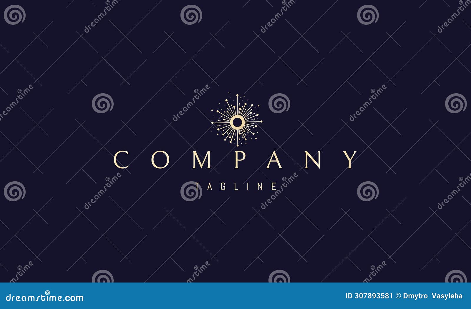 A Vector Golden Logo with an Abstract Image of the Sun Emitting Photons ...