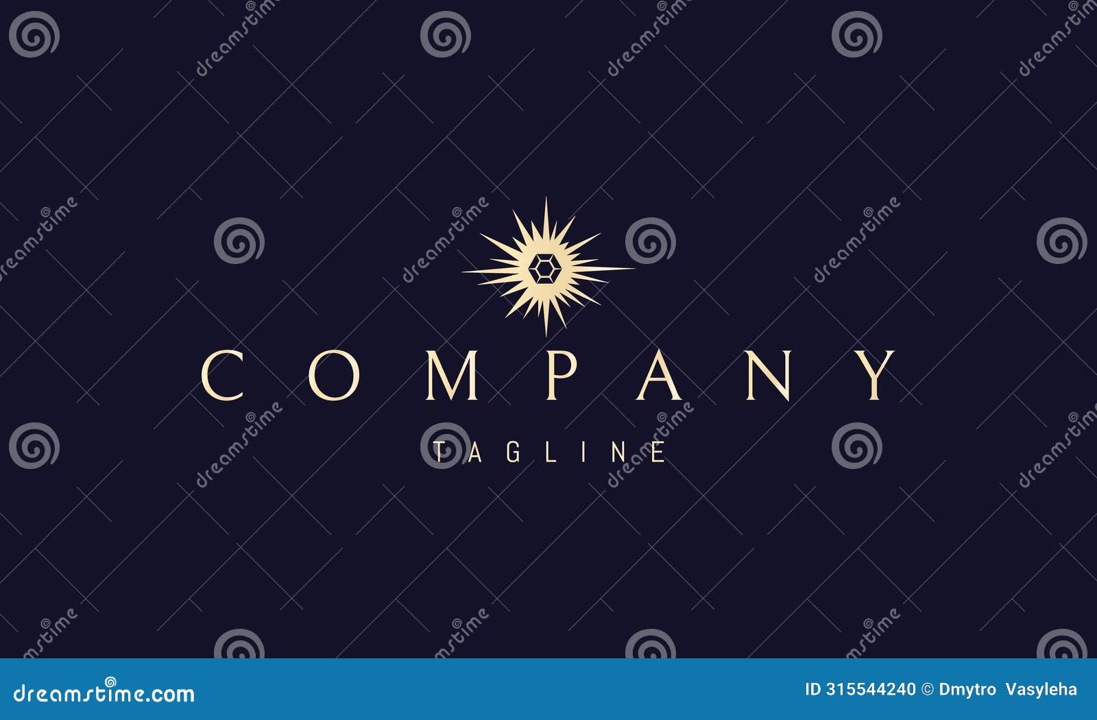 A Vector Golden Logo with an Abstract Image of the Sun with a Shining ...