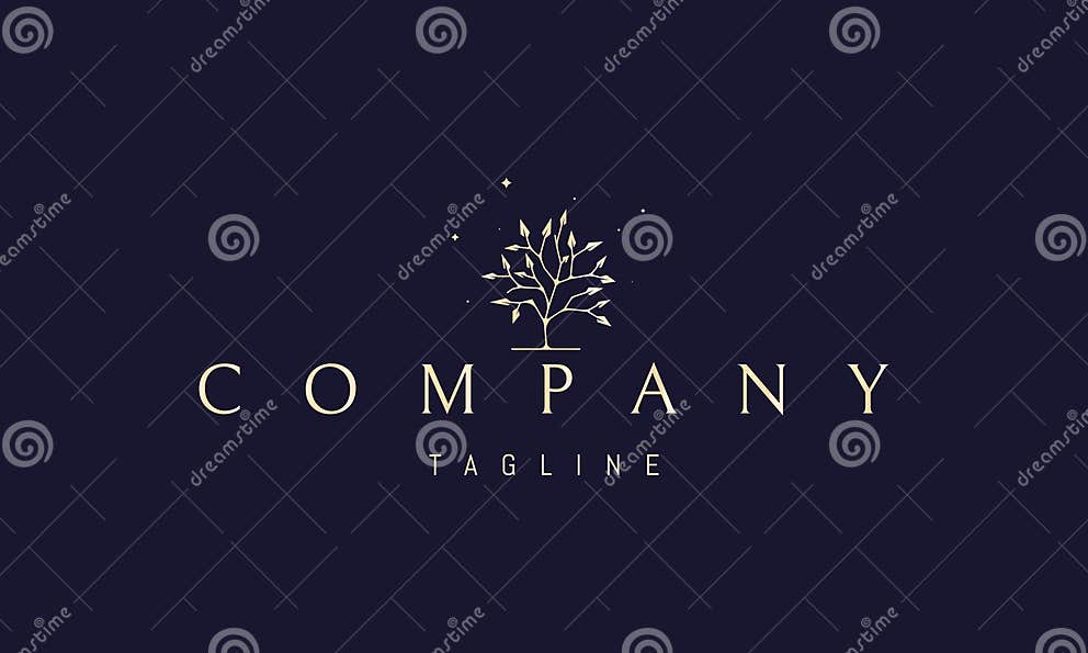 A Vector Golden Logo with an Abstract Image of a Tree with Arrow Shaped ...