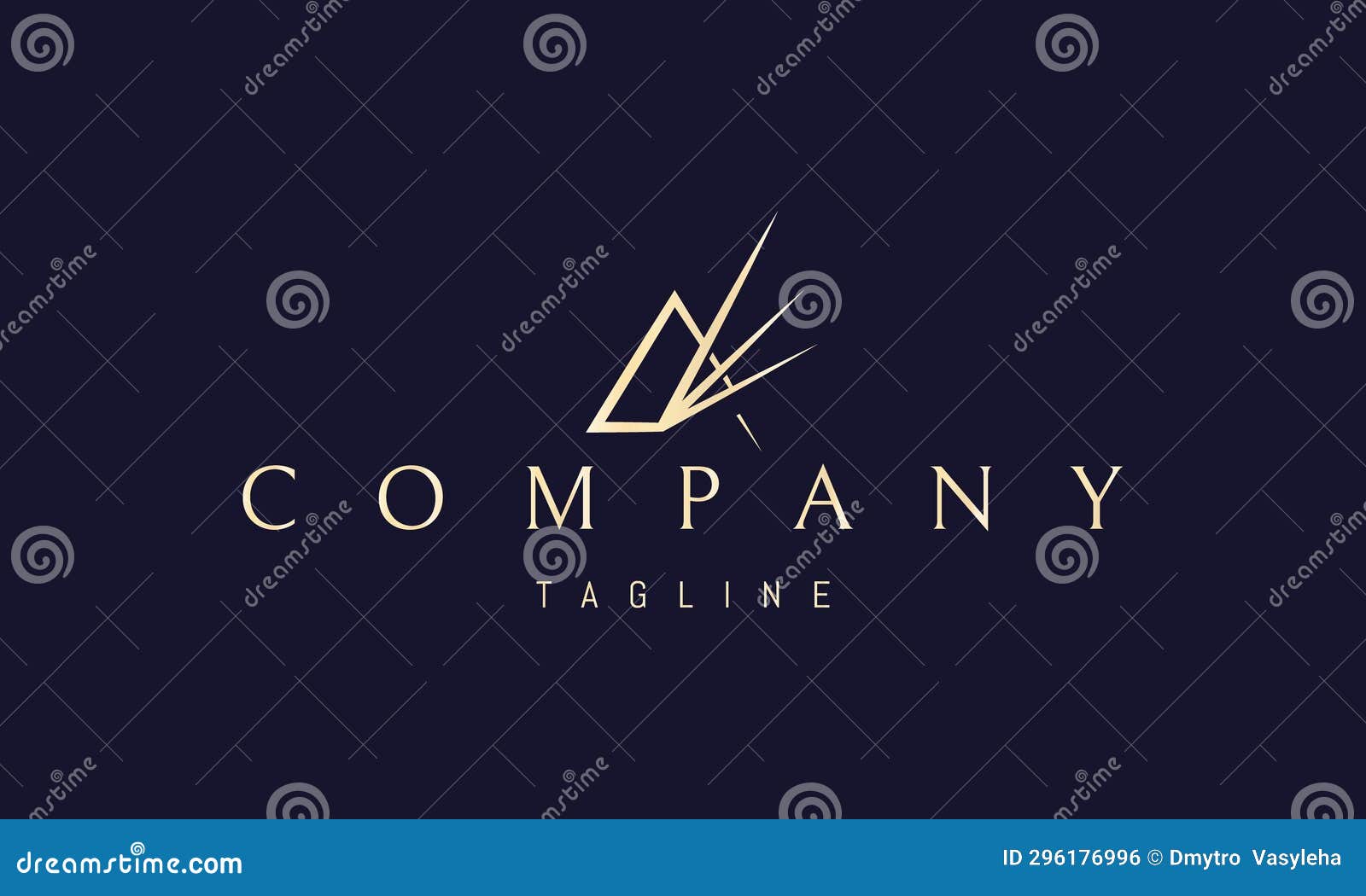 A Vector Golden Logo with an Abstract Image of a Triangle with Three ...