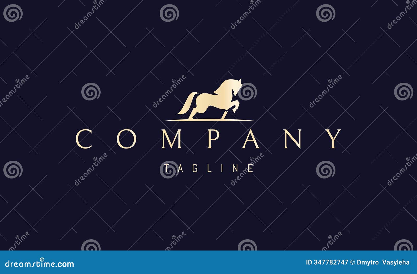 Vector Golden Logo with an Abstract Image of a Powerful Stallion. Stock ...