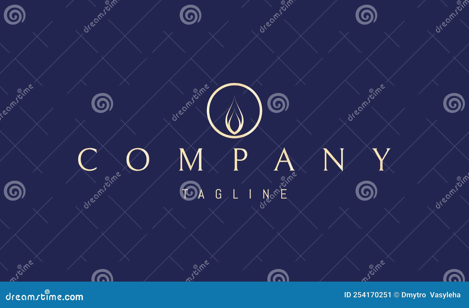 Vector Golden Logo on Which an Abstract Image of a Candle Flame in the ...
