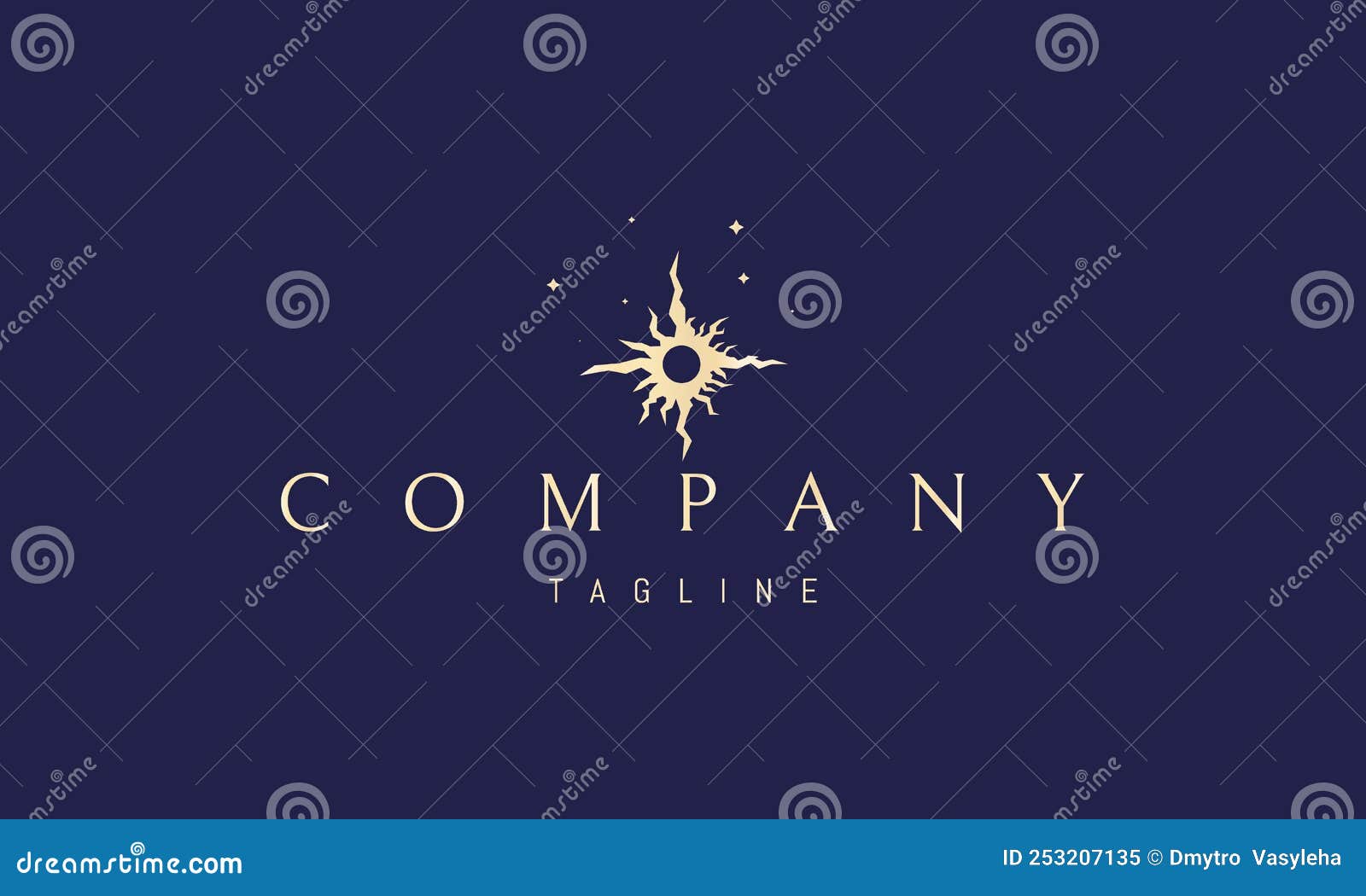 Vector Golden Logo on Which an Abstract Image of an Exploding Star in ...
