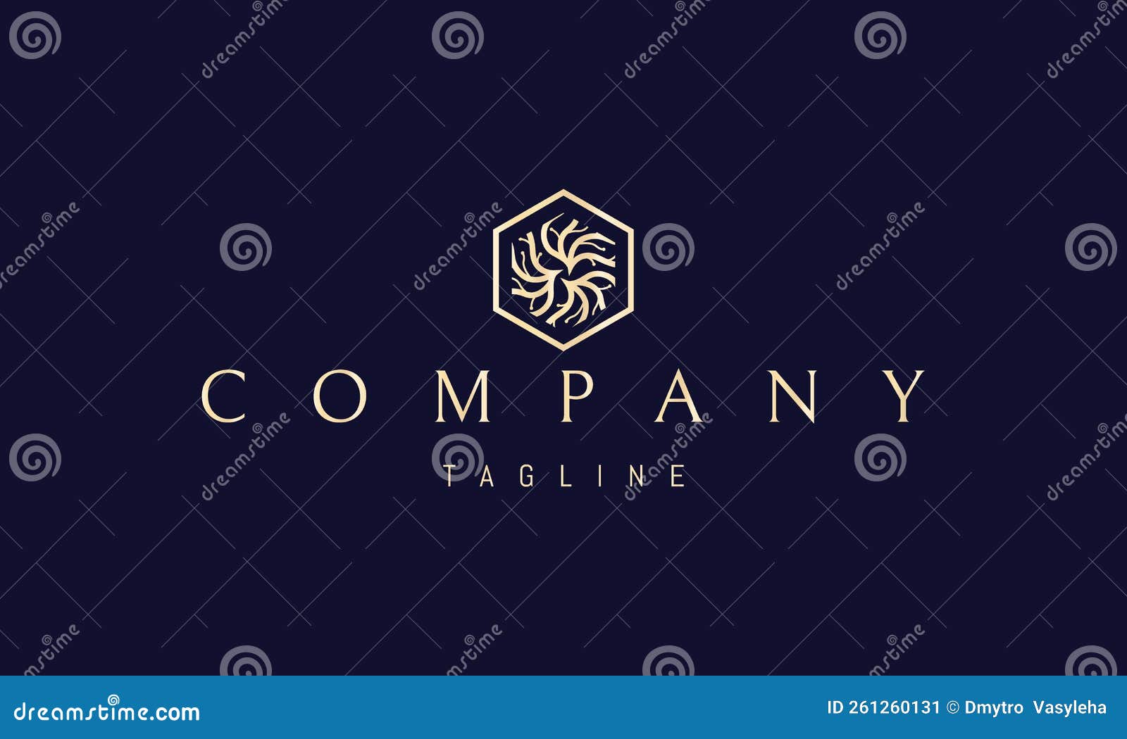 Vector Golden Logo on Which an Abstract Image of a Pattern of Tree ...