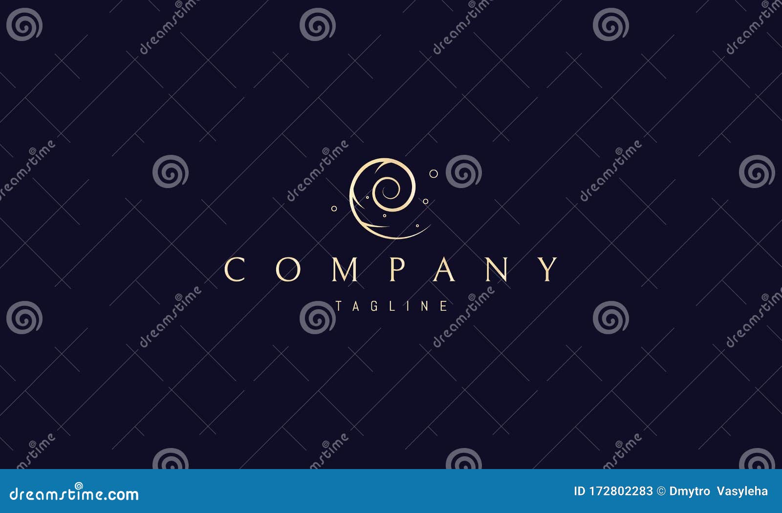 Vector Golden Logo on Which an Abstract Image of a Spiral that Also ...