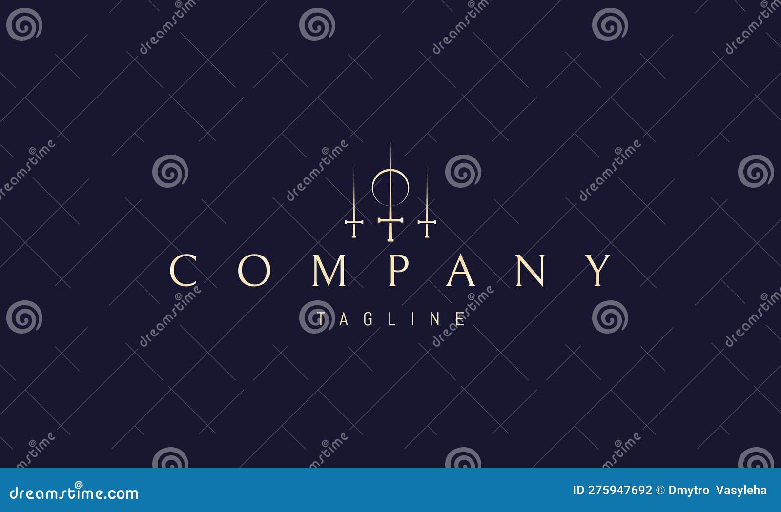 Vector Golden Logo on Which an Abstract Image of Three Swords with the ...