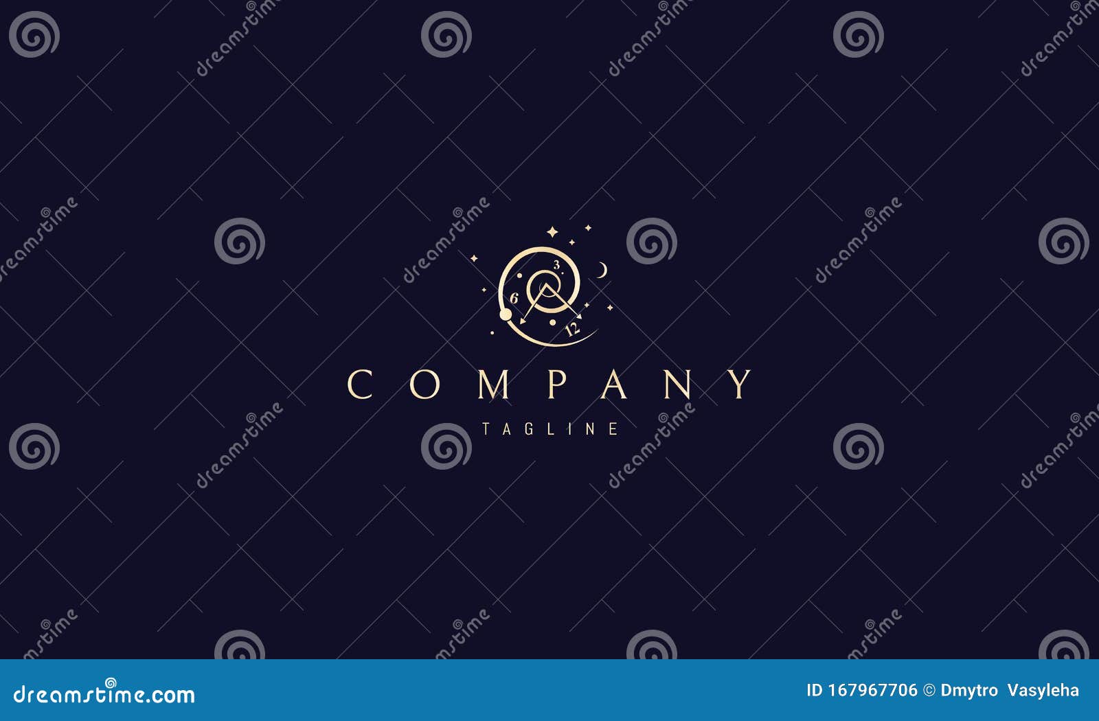Vector Golden Logo on Which an Abstract Image of Time in the Form of a ...