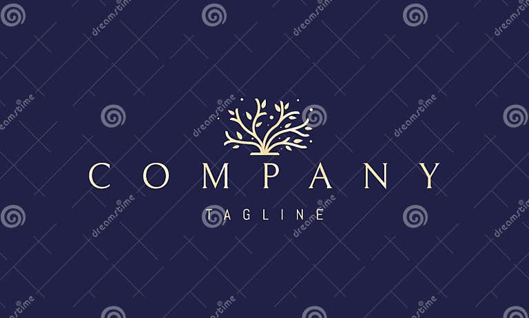 Vector Golden Logo on Which an Abstract Image of a Dense Deciduous Bush ...