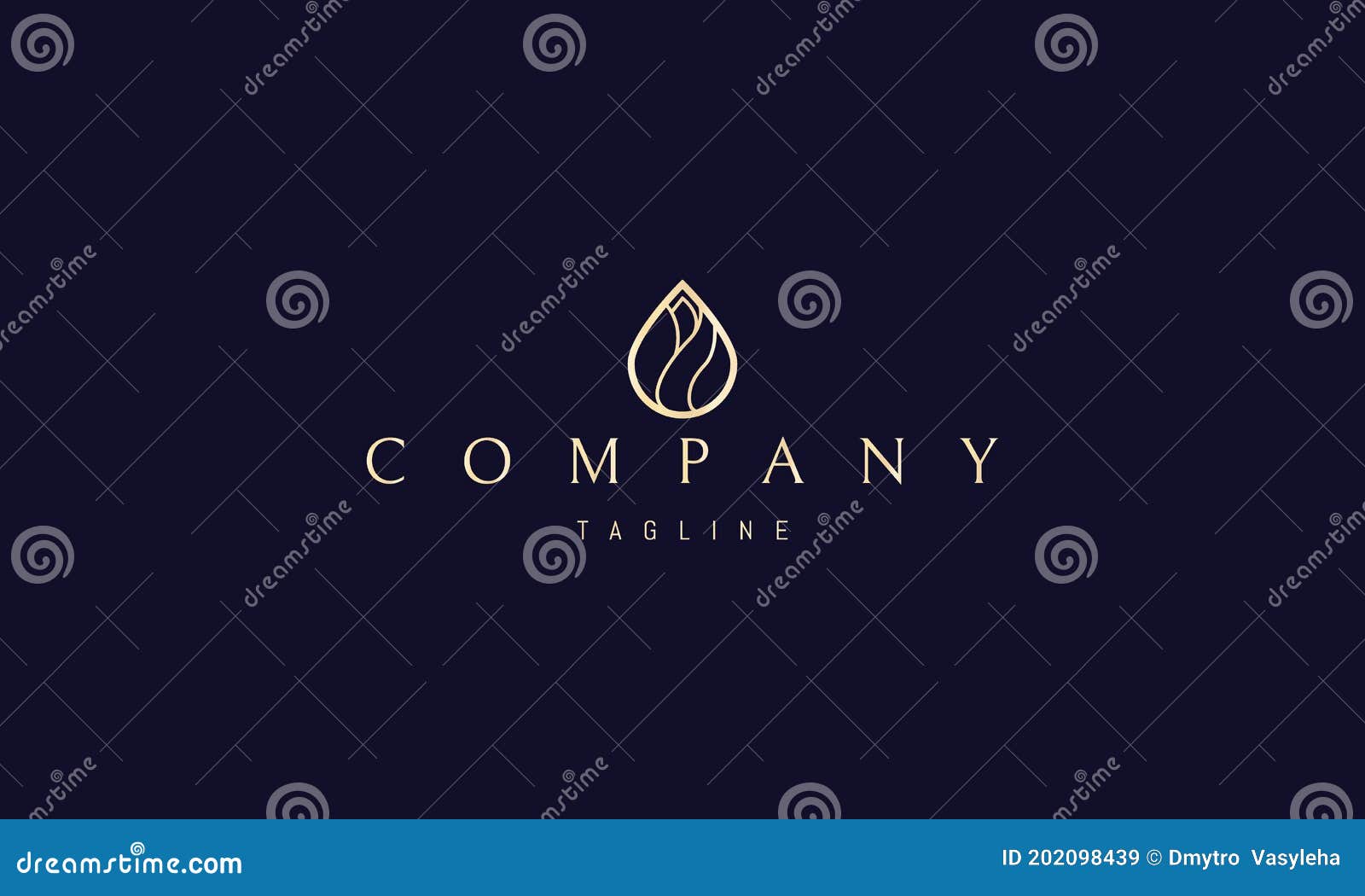 Vector Golden Logo on Which an Abstract Image of a Drop in the Form of ...