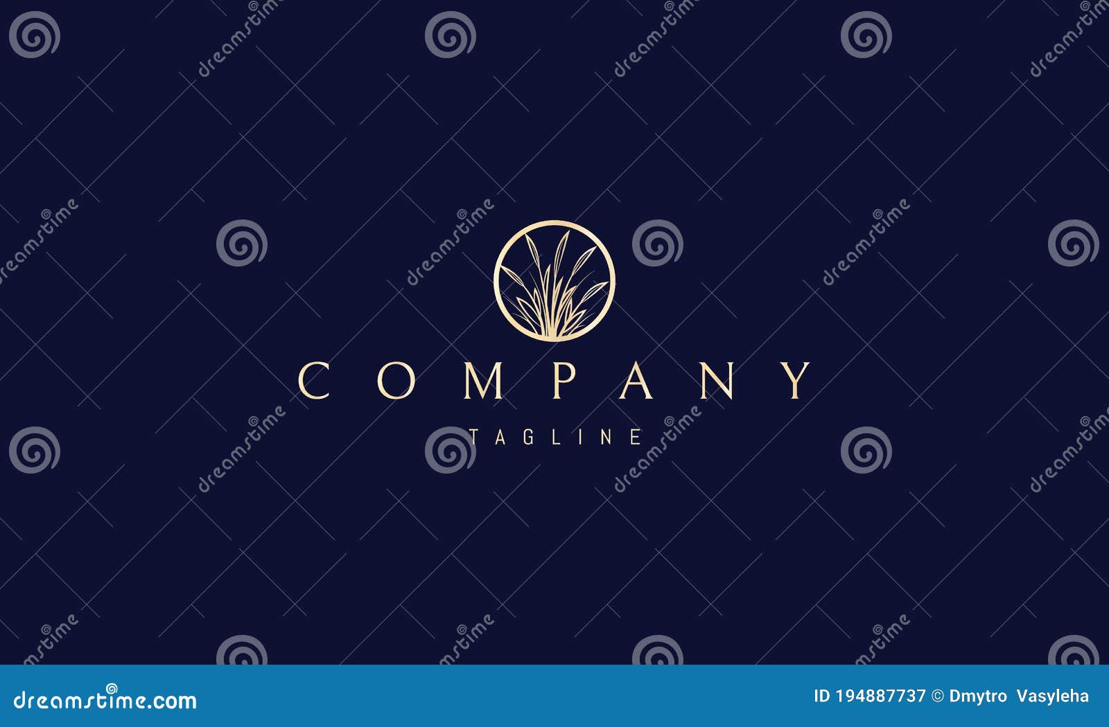 Vector Golden Logo on Which an Abstract Image of Farm Field Plants in a ...