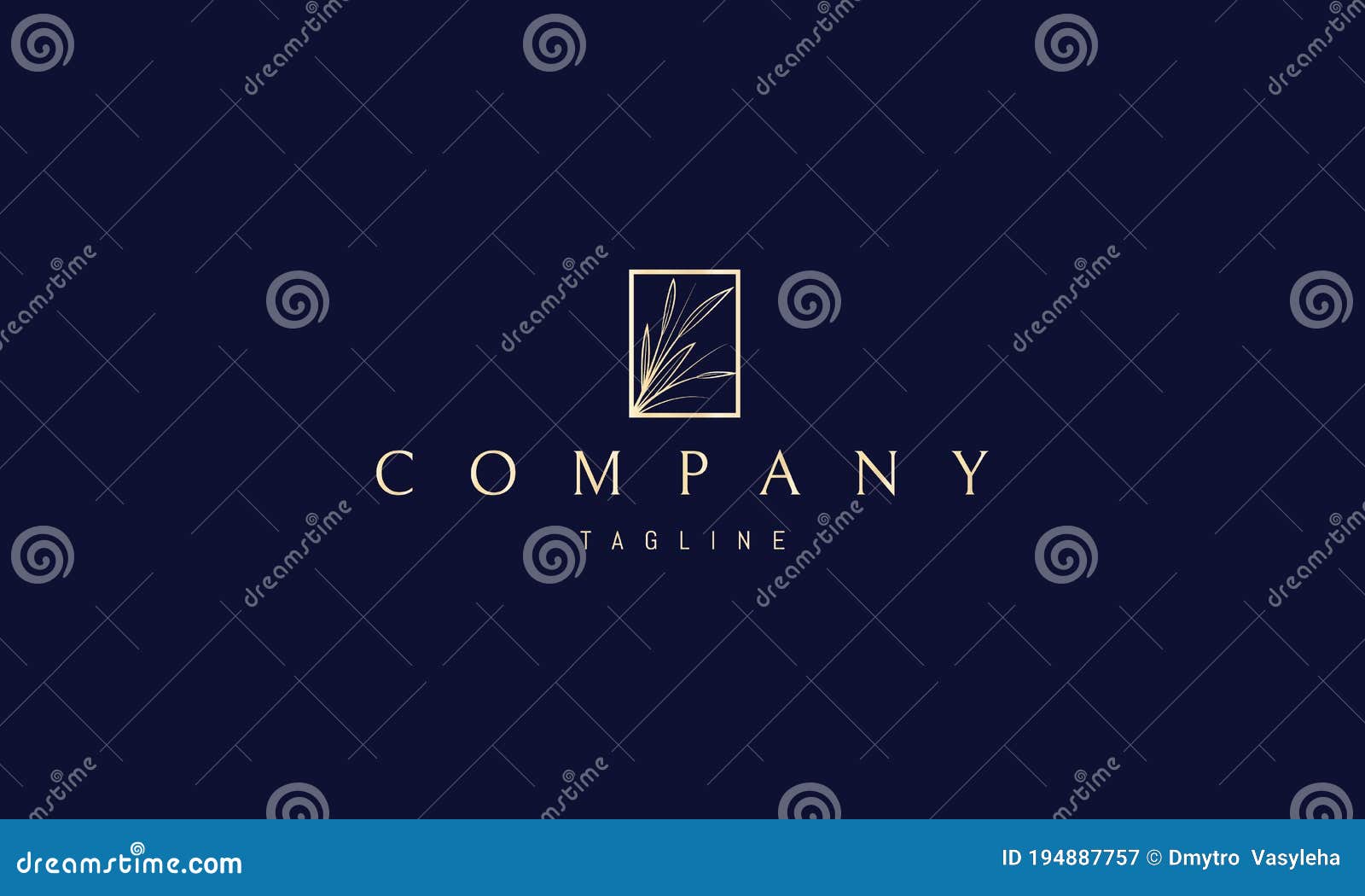 Vector Golden Logo on Which an Abstract Image of Farm Field Plants in a ...