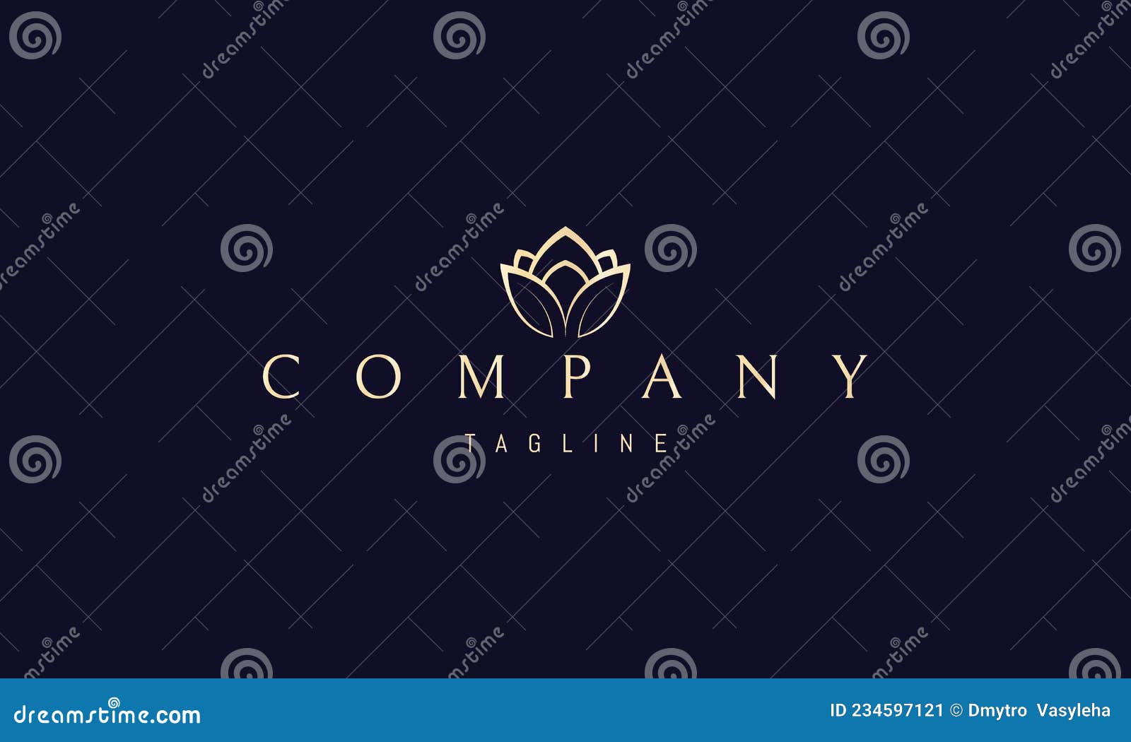 Vector Golden Logo on Which an Abstract Image of a Flower Bud in a ...