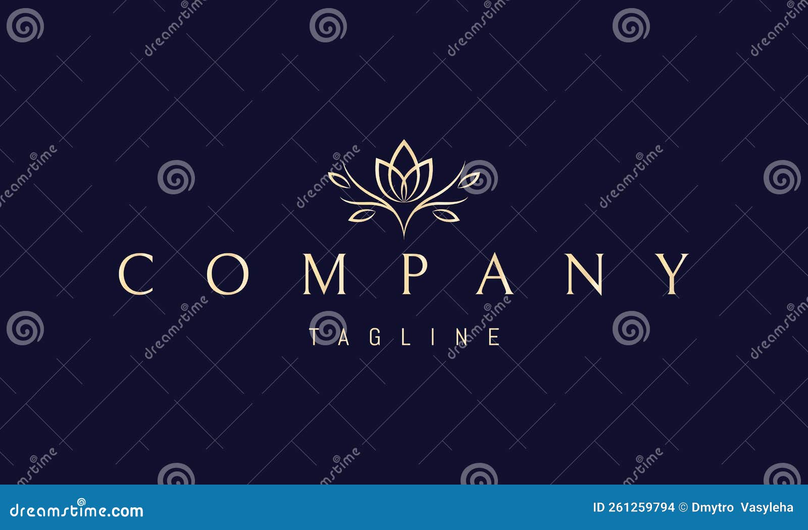 Vector Golden Logo on Which an Abstract Image of a Flower between Two ...