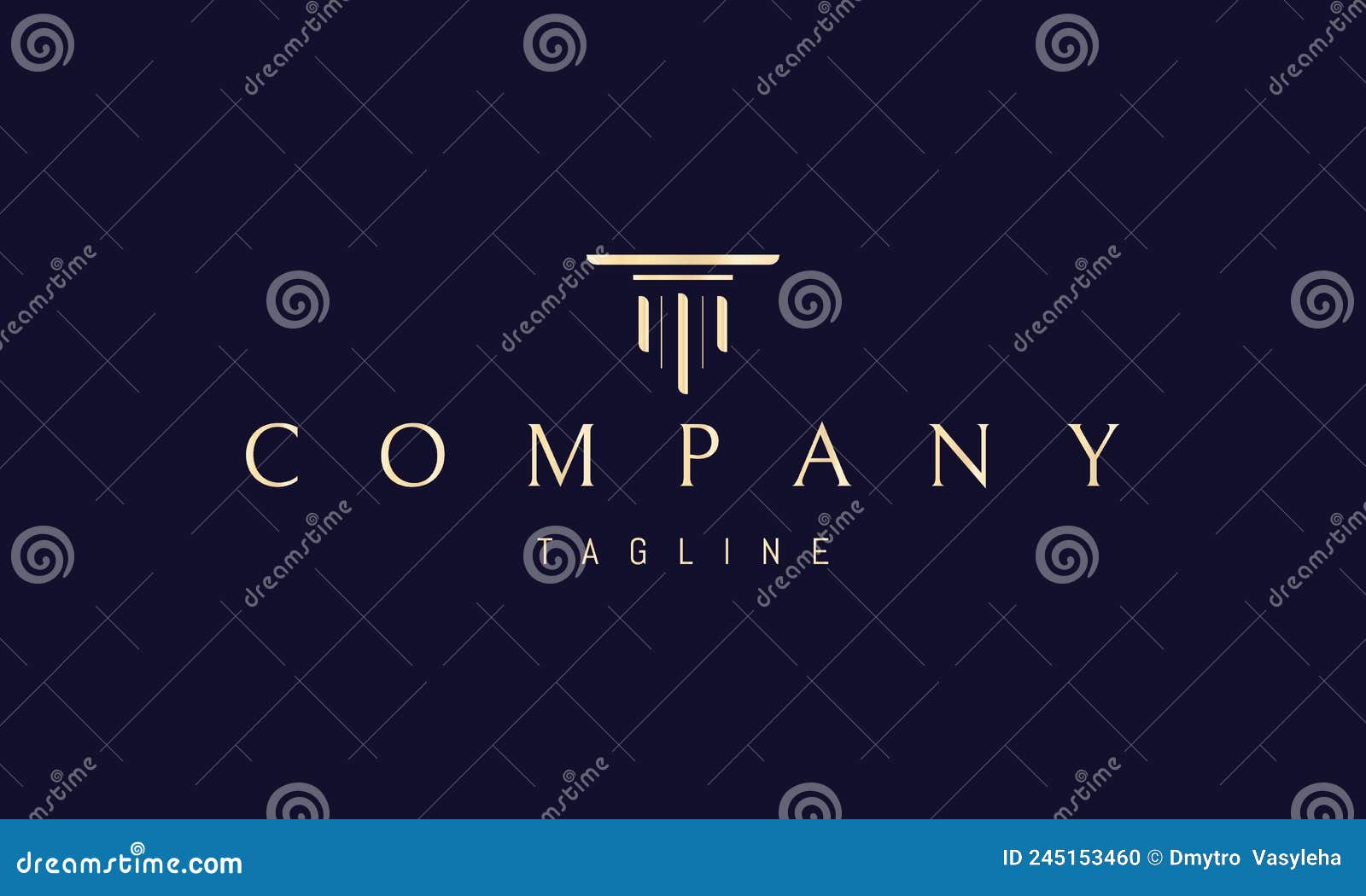 Vector Golden Logo on Which an Abstract Image of a Greek Column with a ...