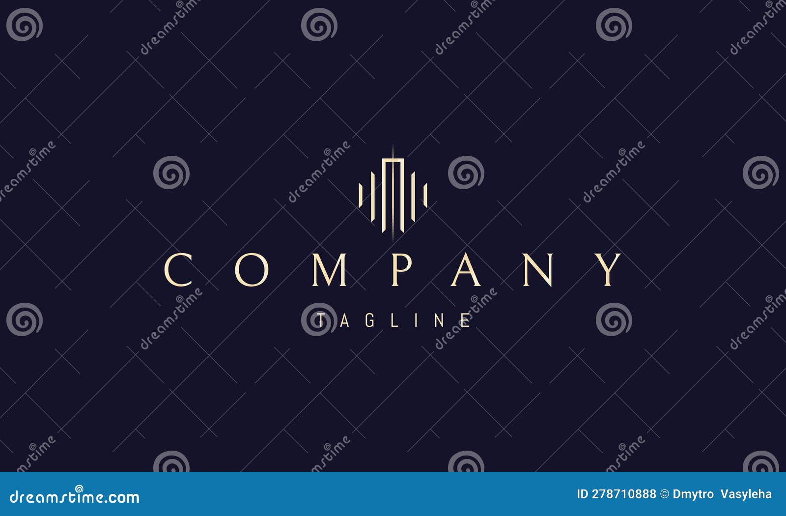 Vector Golden Logo on Which an Abstract Image of Greek Columns with a ...