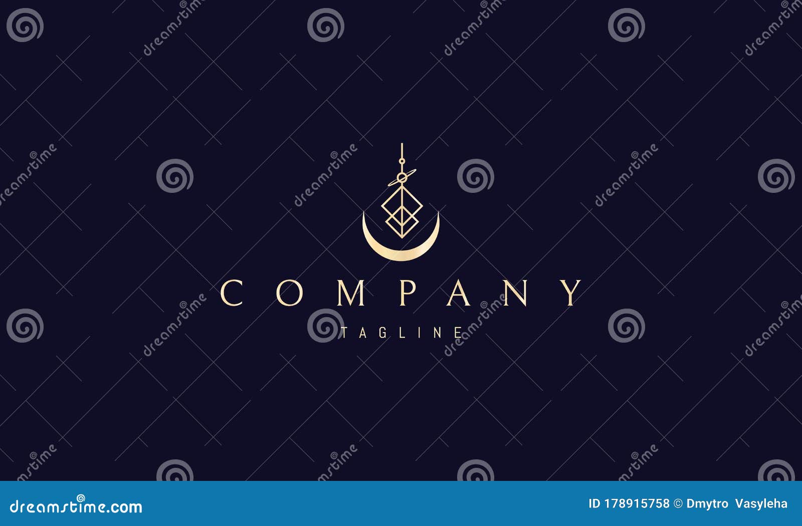 Vector Golden Logo on Which an Abstract Image of an Inverted Moon and ...