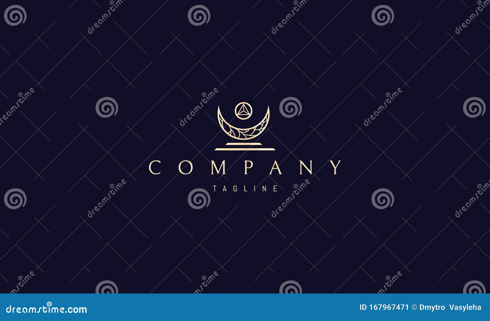 Vector Golden Logo on Which an Abstract Image of an Inverted Moon ...