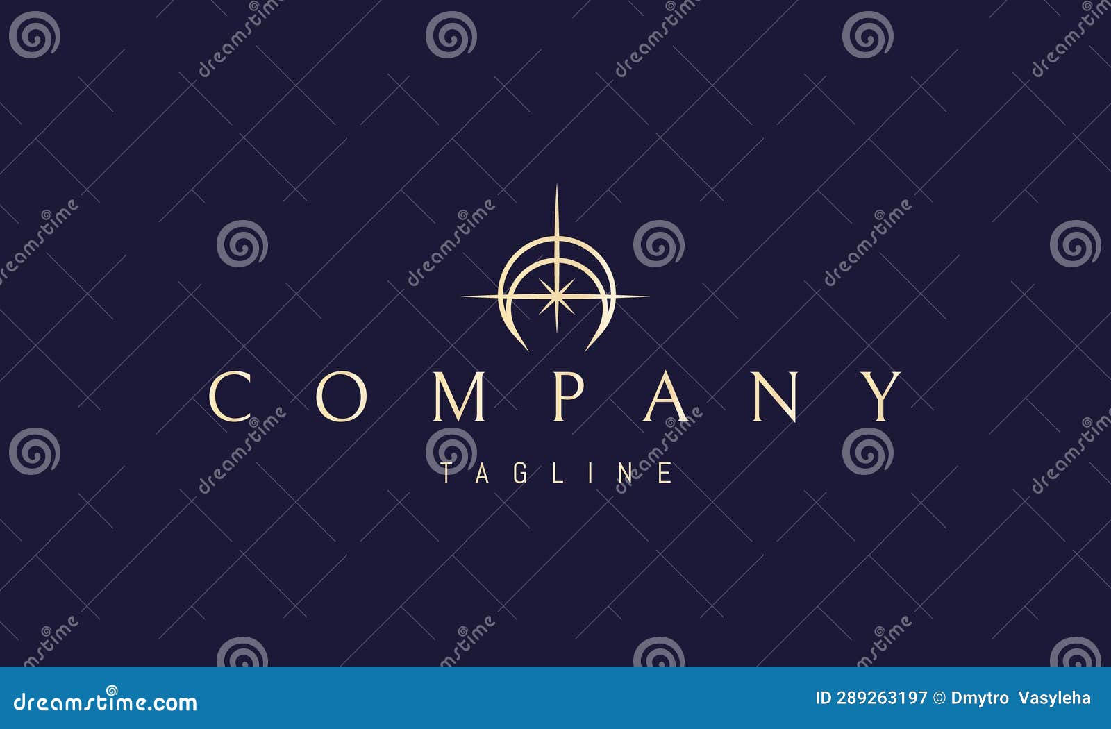 Vector Golden Logo on Which an Abstract Image of an Inverted Moon with ...