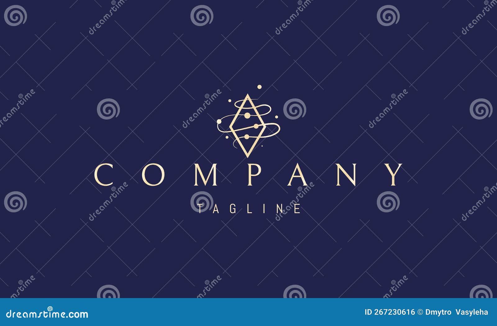 Vector Golden Logo on Which an Abstract Image of a Magic Crystal Around ...