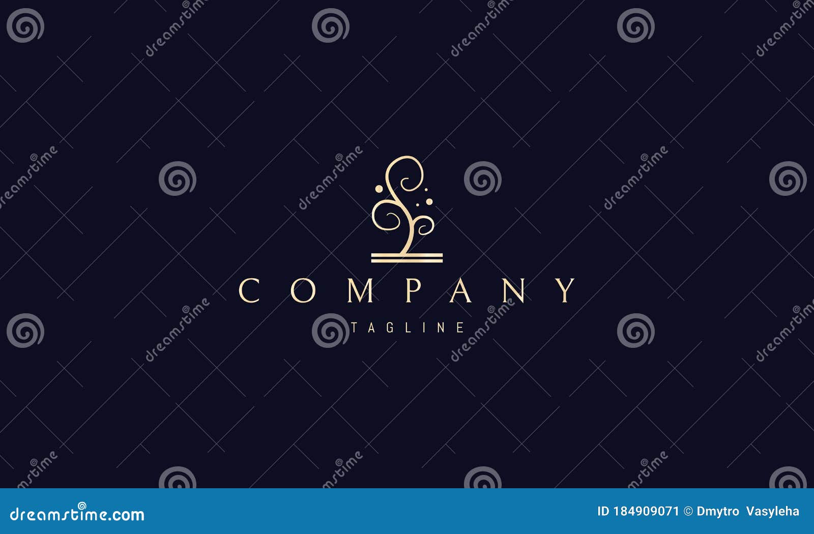 Vector Golden Logo on Which an Abstract Image of a Magic Tree. Stock ...