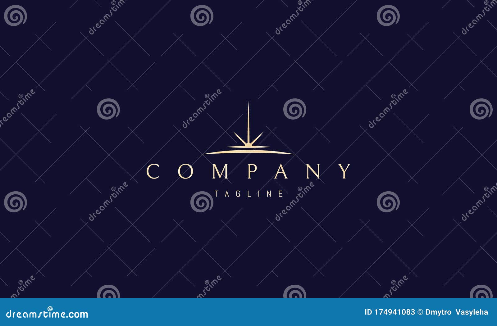 Vector Golden Logo on Which an Abstract Image of the Rising Sun. Stock ...