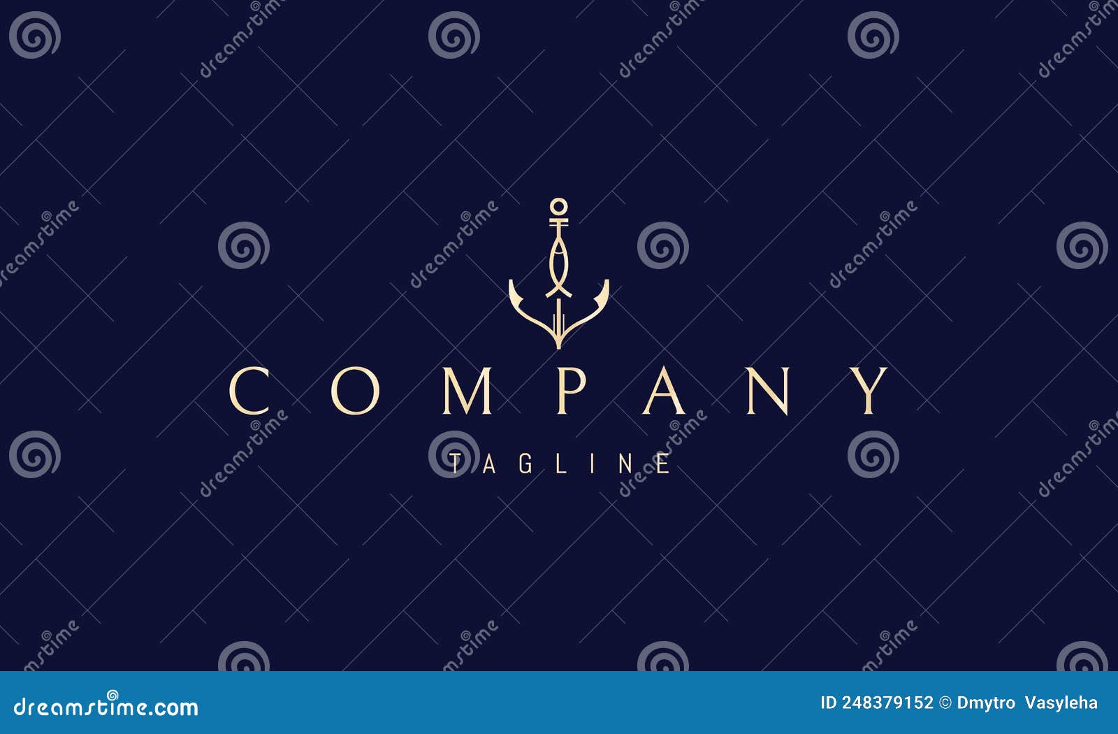 Vector Golden Logo on Which an Abstract Image of a Ships Anchor with a ...