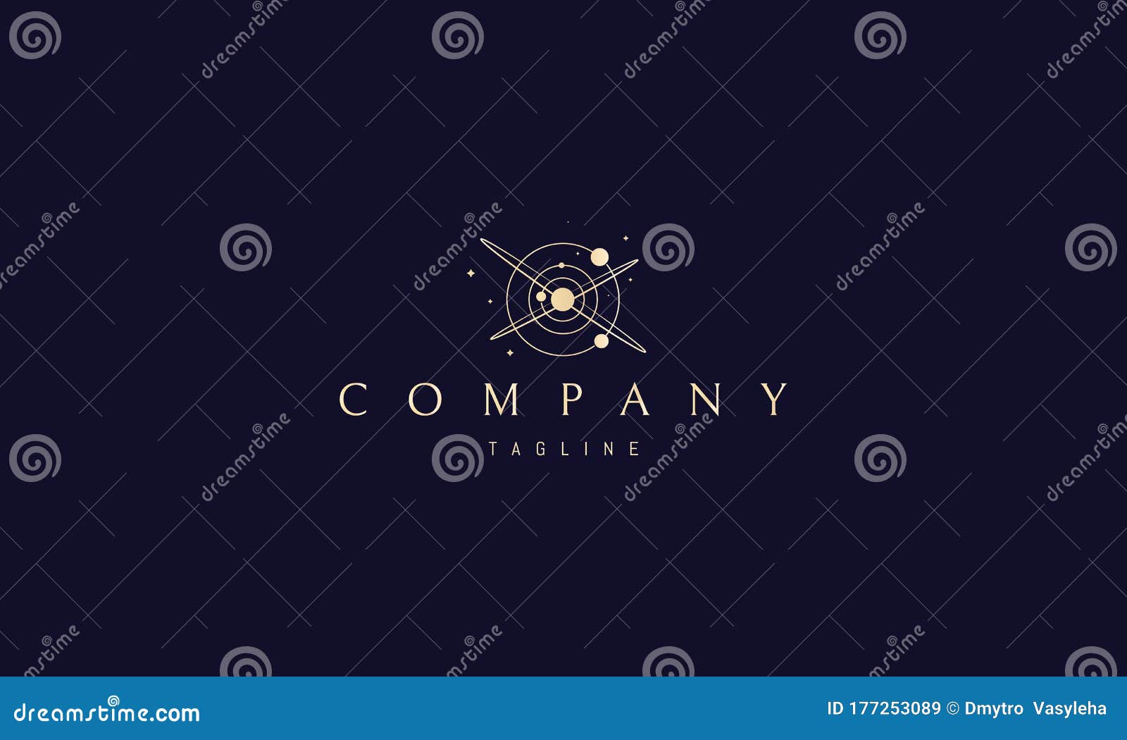 Vector Golden Logo on Which an Abstract Image of Space and Planets ...