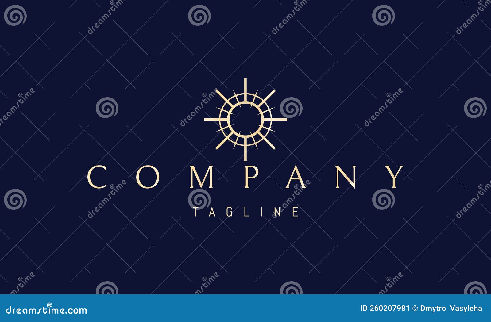 Vector Golden Logo on Which an Abstract Image of the Sun with Straight ...