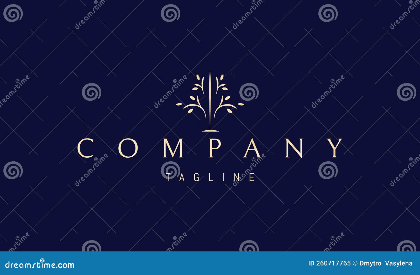 Vector Golden Logo on Which an Abstract Image of a Tree with Branches ...