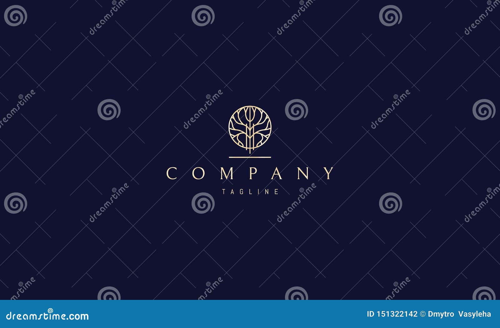 Vector Golden Logo on Which the Abstract Image of a Tree in the Form of ...