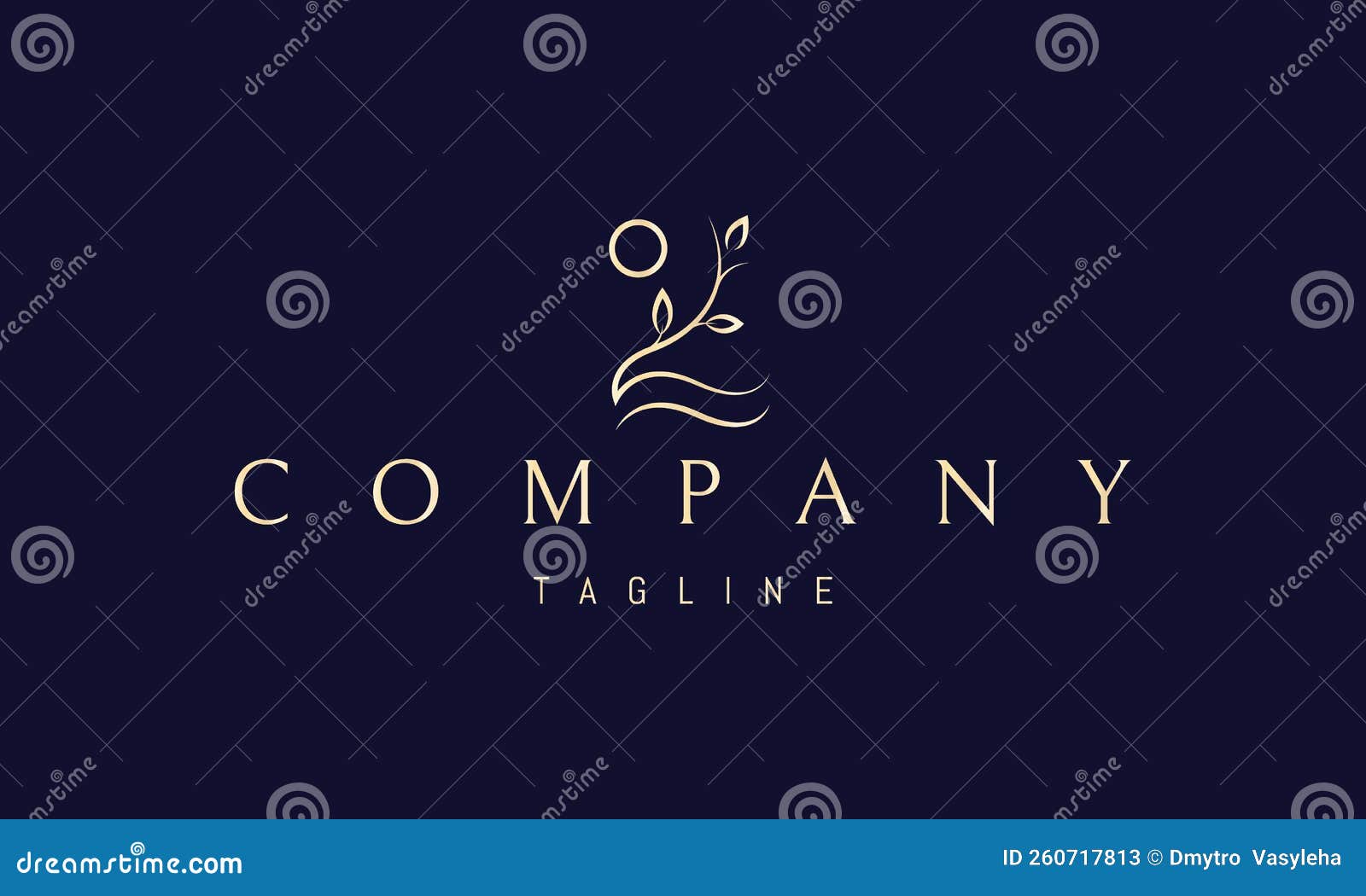 Vector Golden Logo on Which an Abstract Image of a Tree Sprout with ...