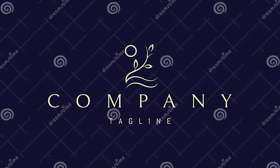 Vector Golden Logo on Which an Abstract Image of a Tree Sprout with ...