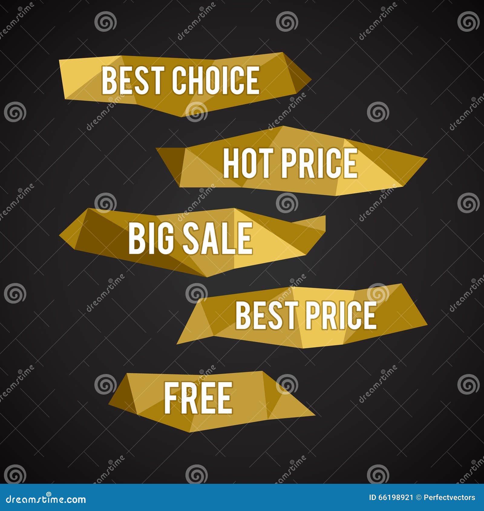 Vector Golden Low Poly Labels Stock Vector - Illustration of icon ...