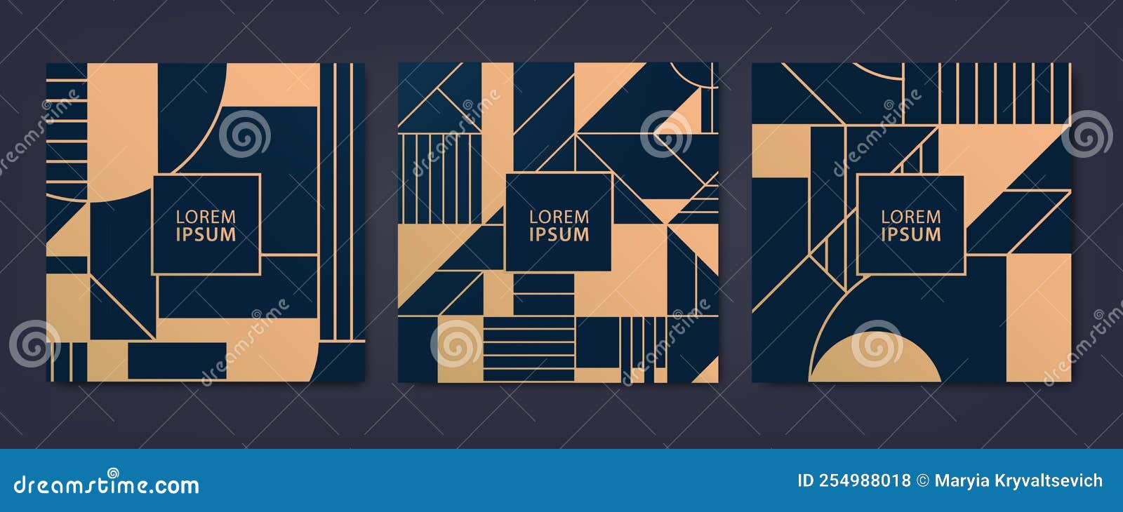 Vector Golden Luxury Invitation Cards Design Set. Abstract Geometry ...