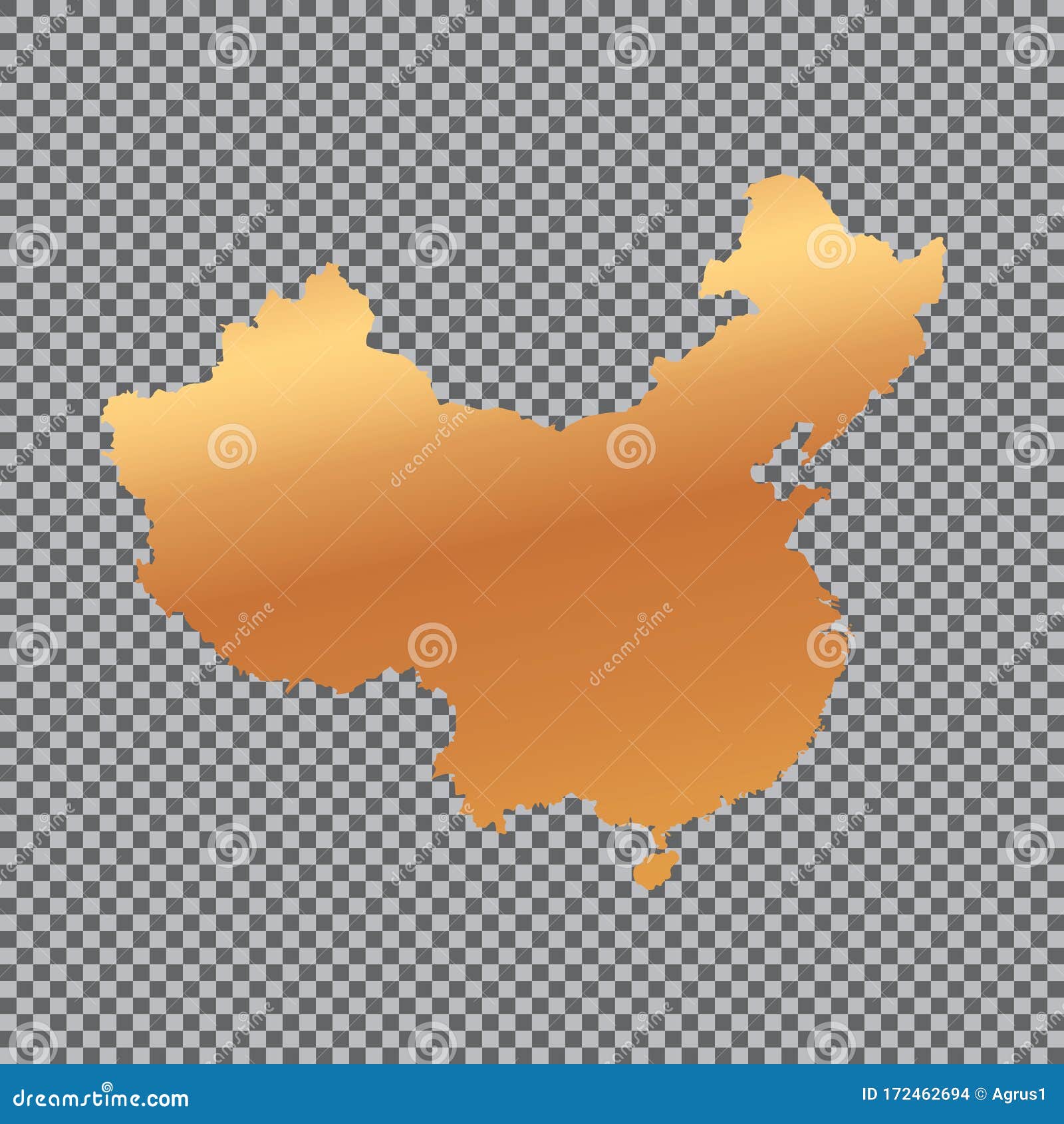 Vector Golden Map of China on Transparent Background Stock Vector ...