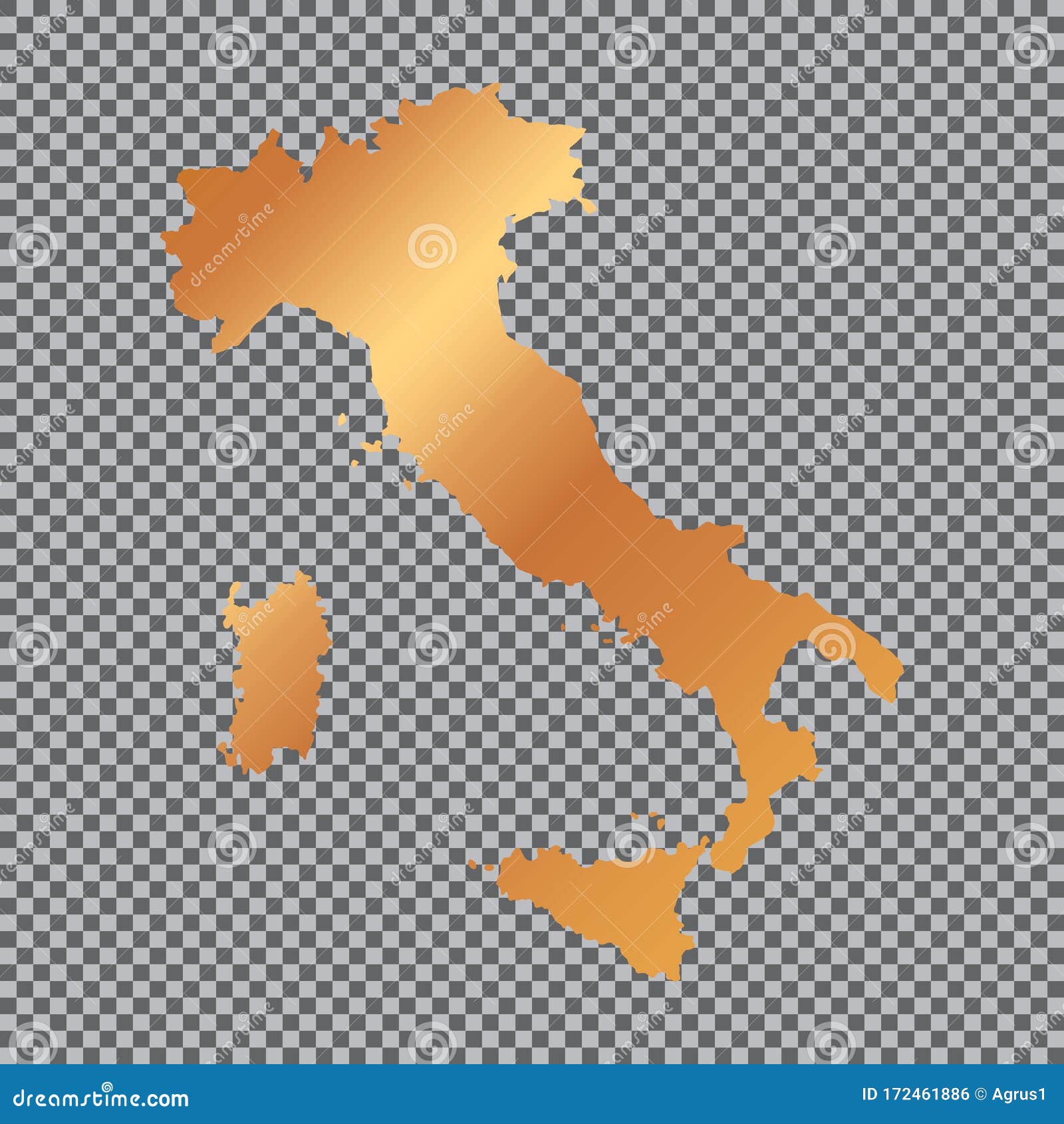 Vector Golden Map of Italy on Transparent Background Stock Vector ...