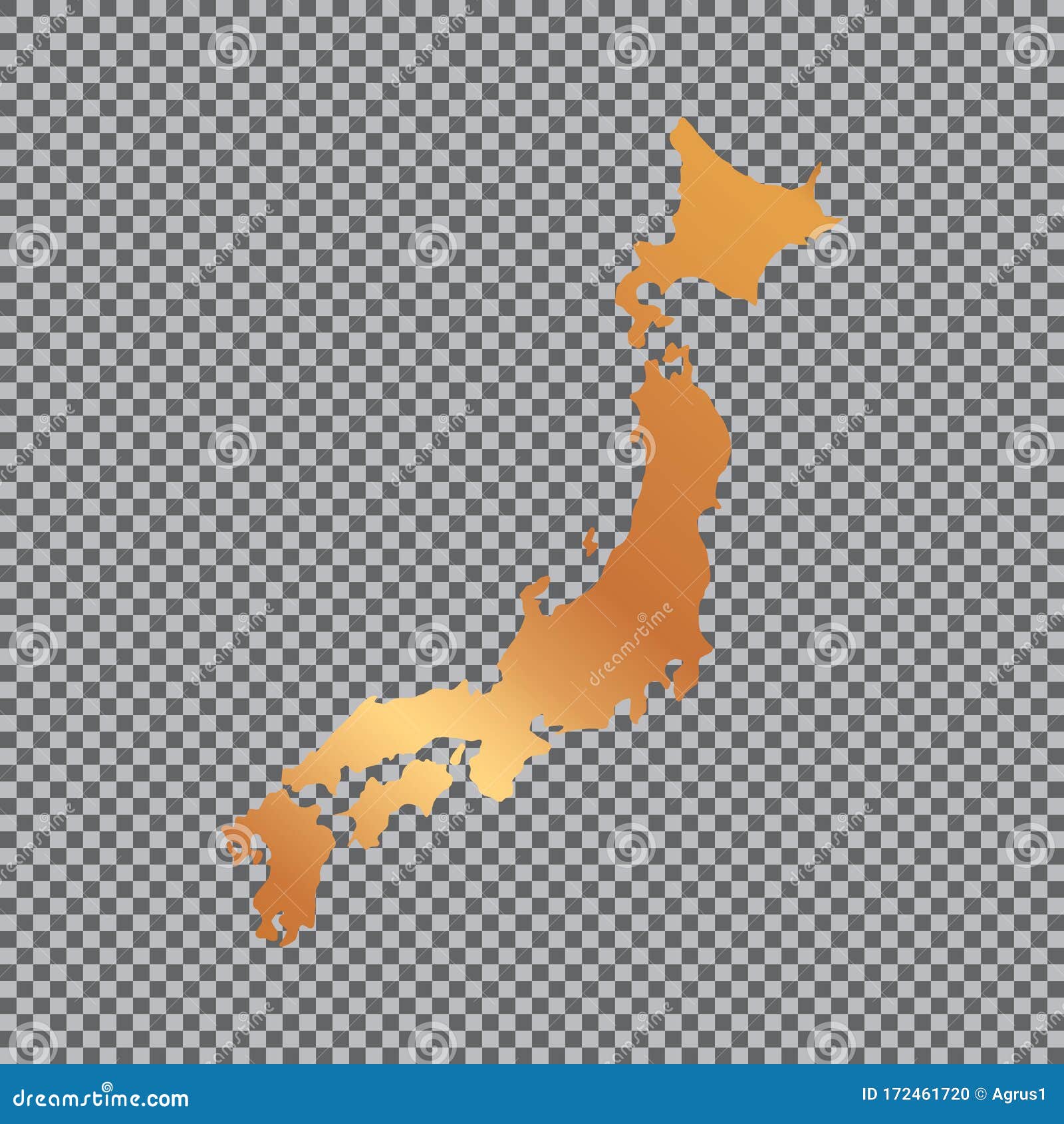 Vector Golden Map of Japan on Transparent Background Stock Vector ...