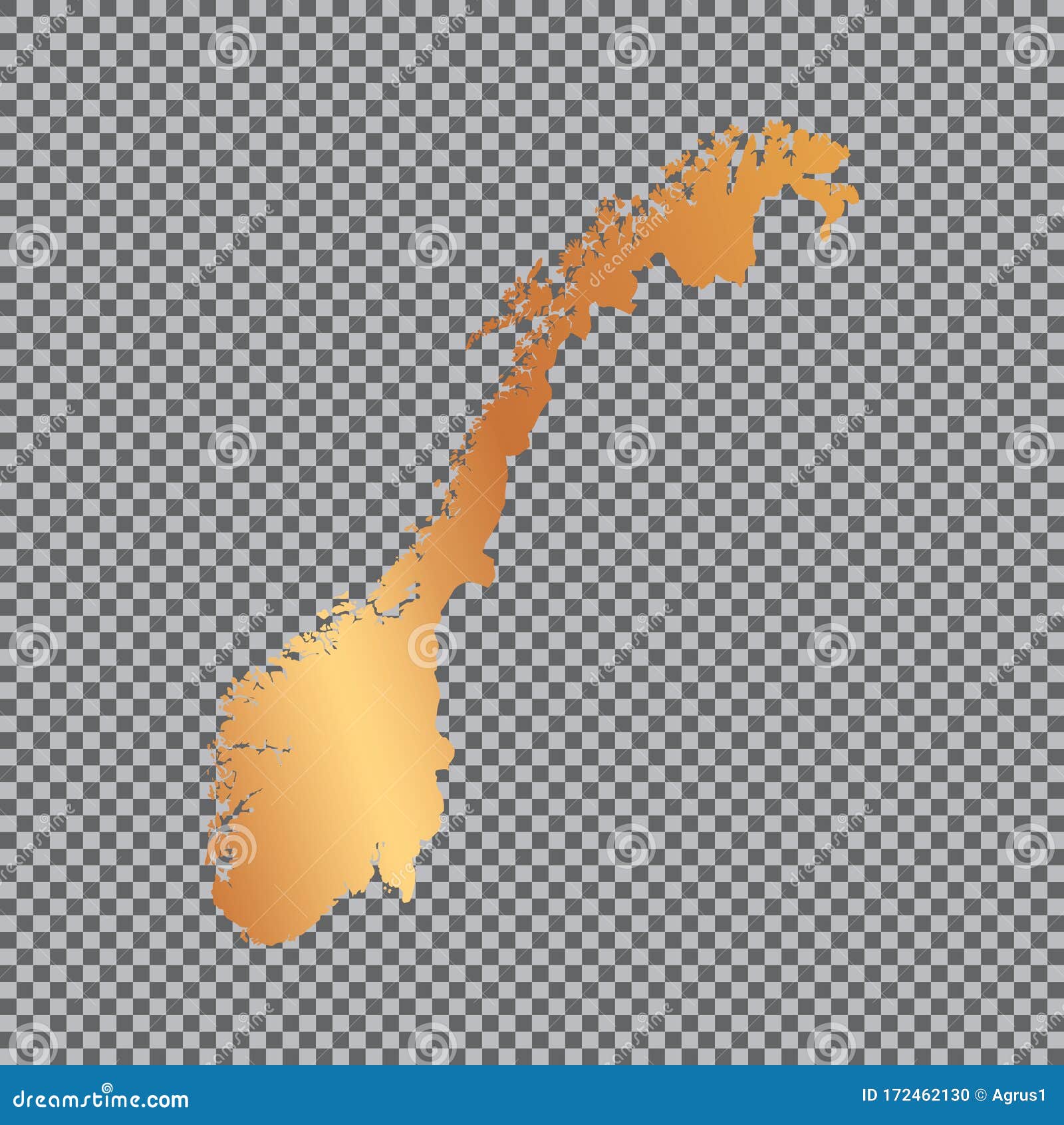 Vector Golden Map of Norway on Transparent Background Stock Vector ...