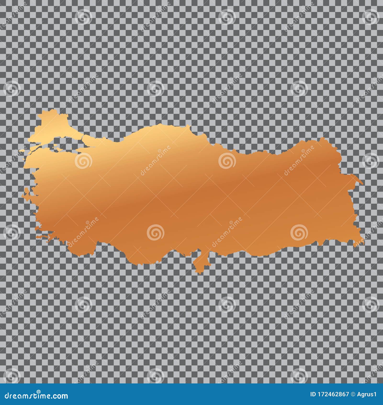 Vector Golden Map of Turkey on Transparent Background Stock Vector ...
