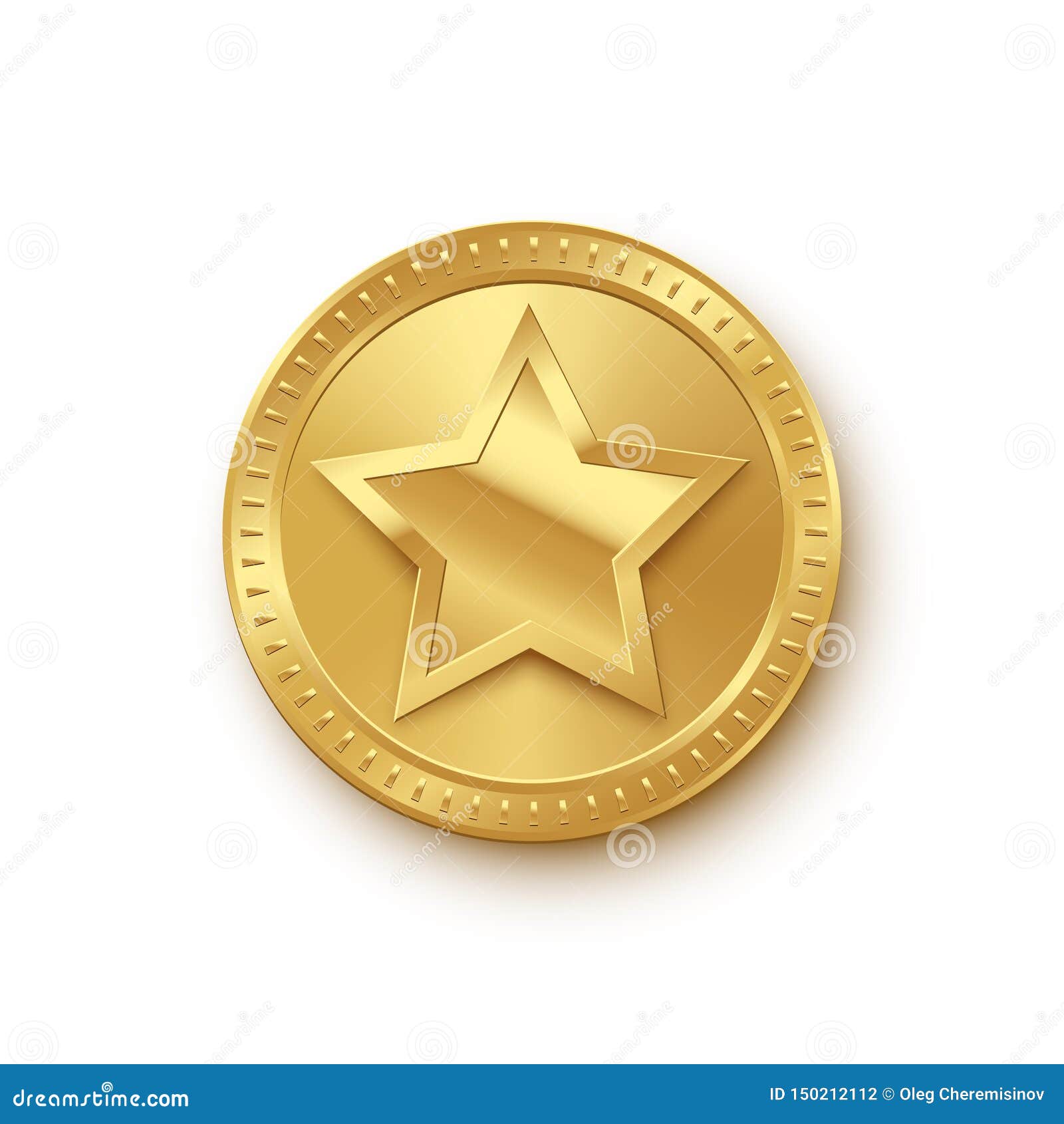 Vector Golden Medallion with Star Isolated on White Background. Stock ...
