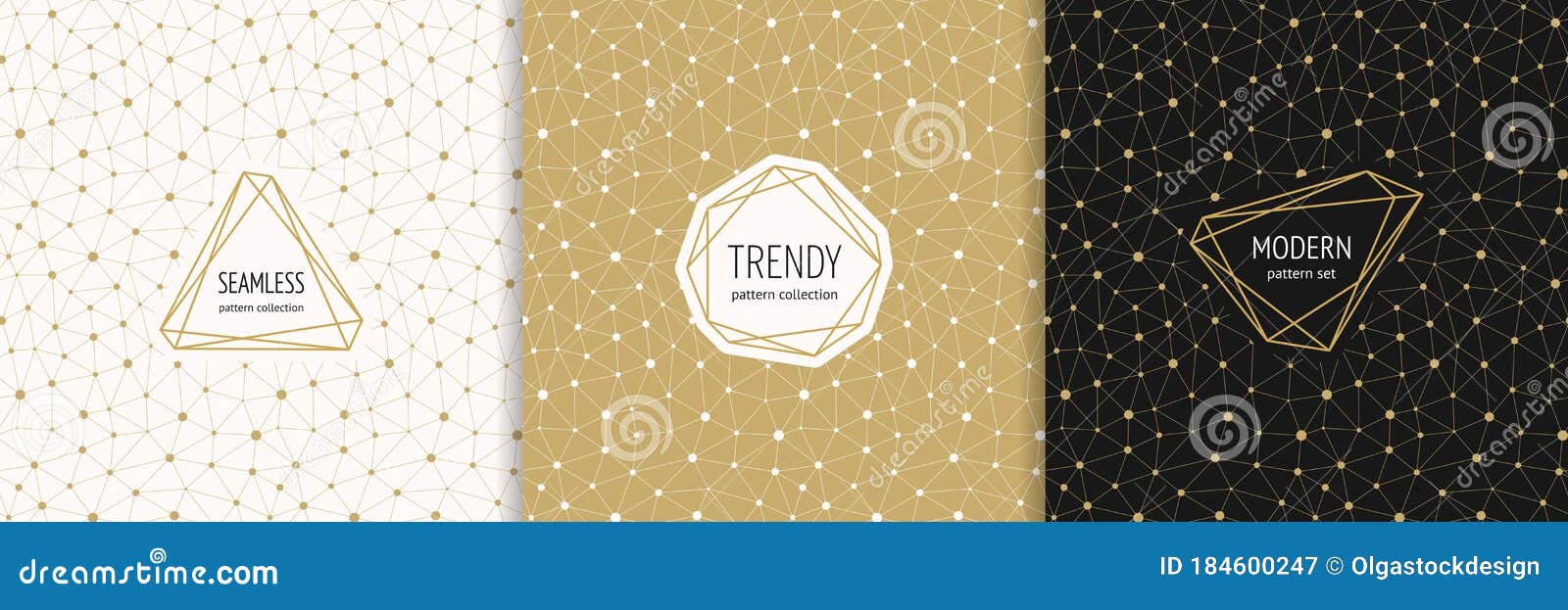 Vector Golden Minimal Geometric Seamless Patterns with Stylish Modern ...