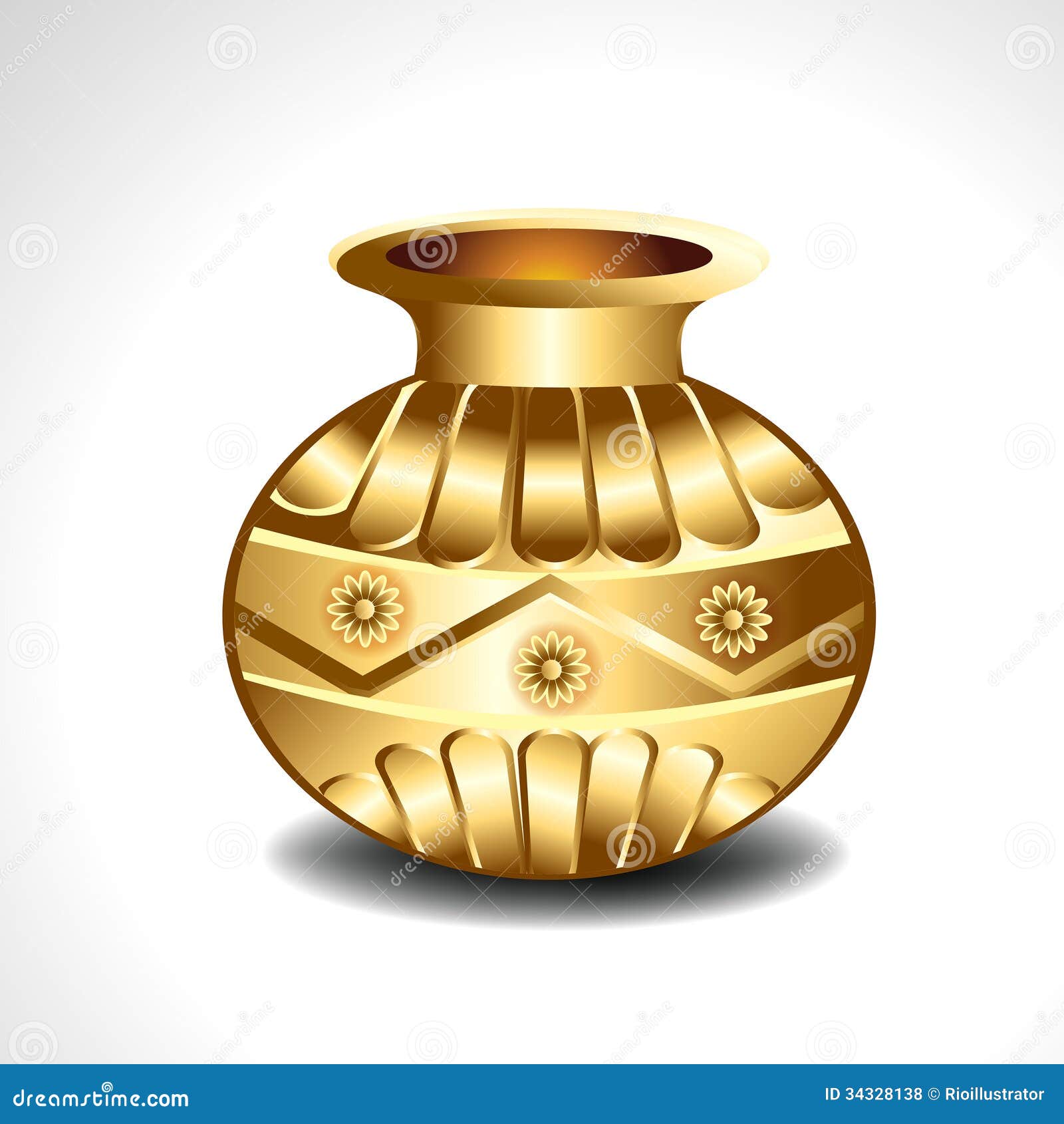 Vector Golden Pot stock vector. Illustration of puja - 34328138