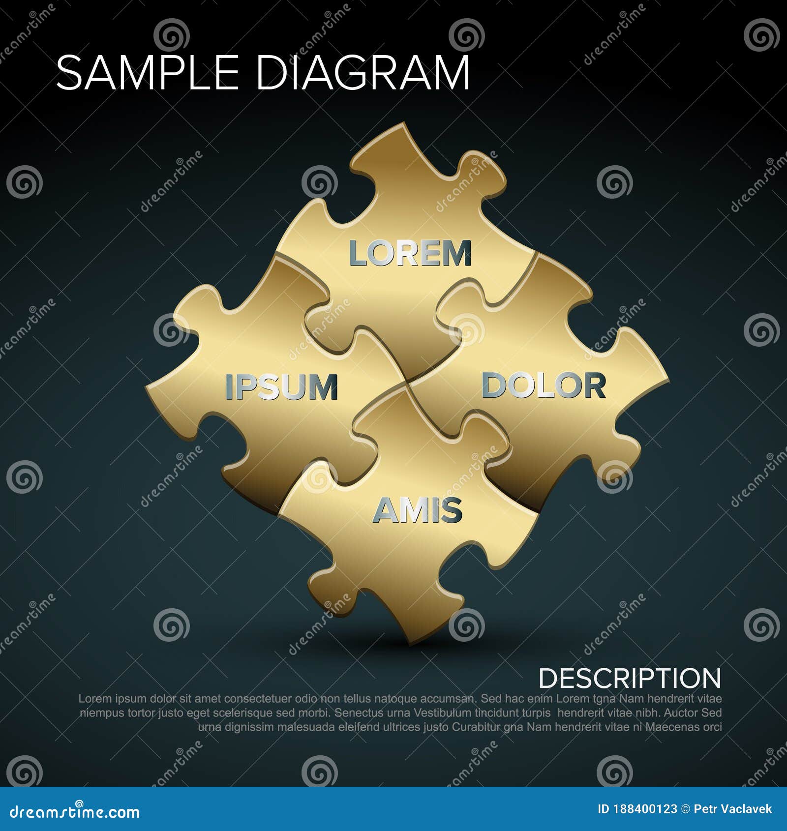 Vector Golden Puzzle Sample Schema Stock Vector - Illustration of ...