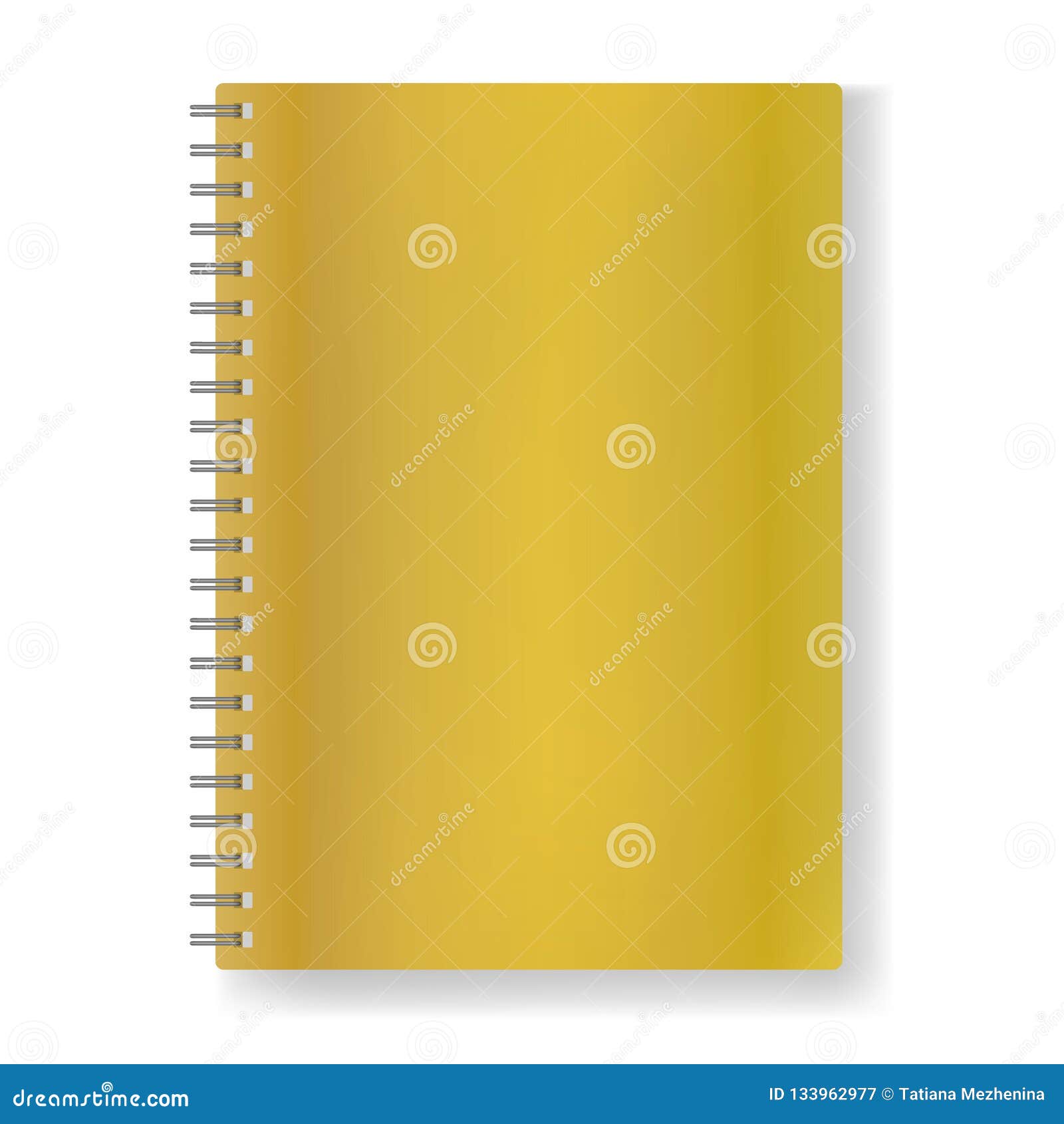 Vector Golden Realistic Notebook on Spiral Mockup Stock Illustration ...