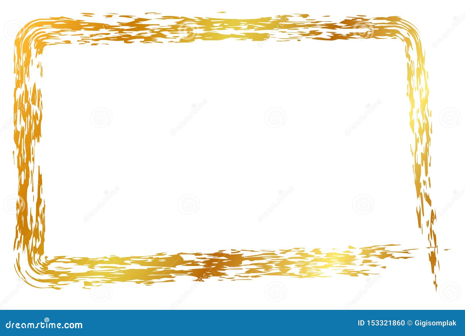 Vector Golden Rectangle Crayon Frame, Isolated on White Stock Vector ...